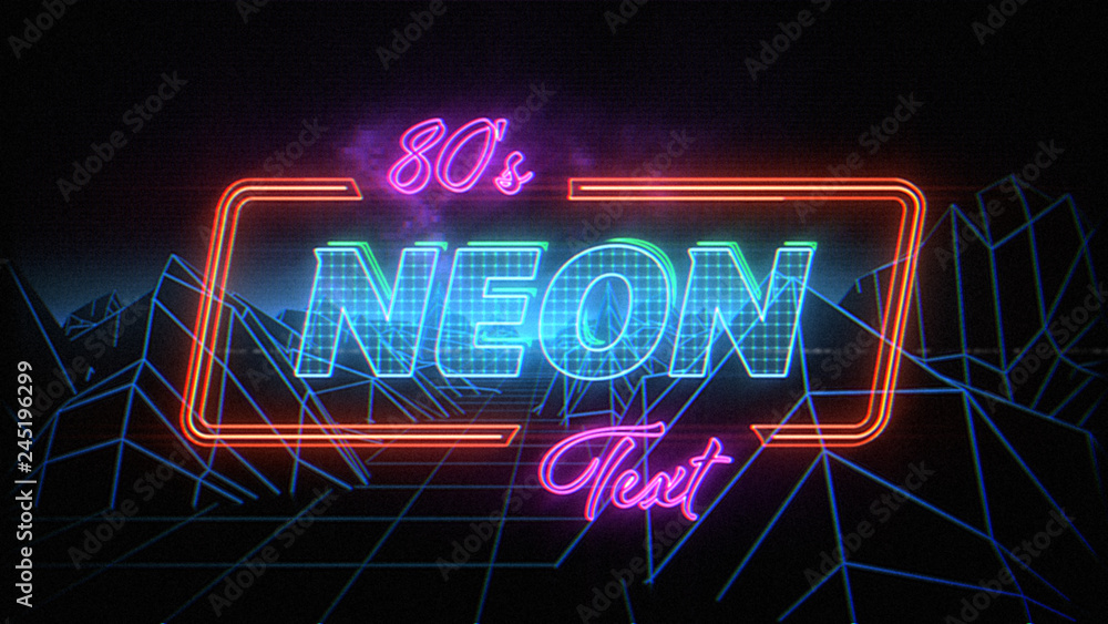 Retro Style Neon Text Stock Template | Adobe Stock