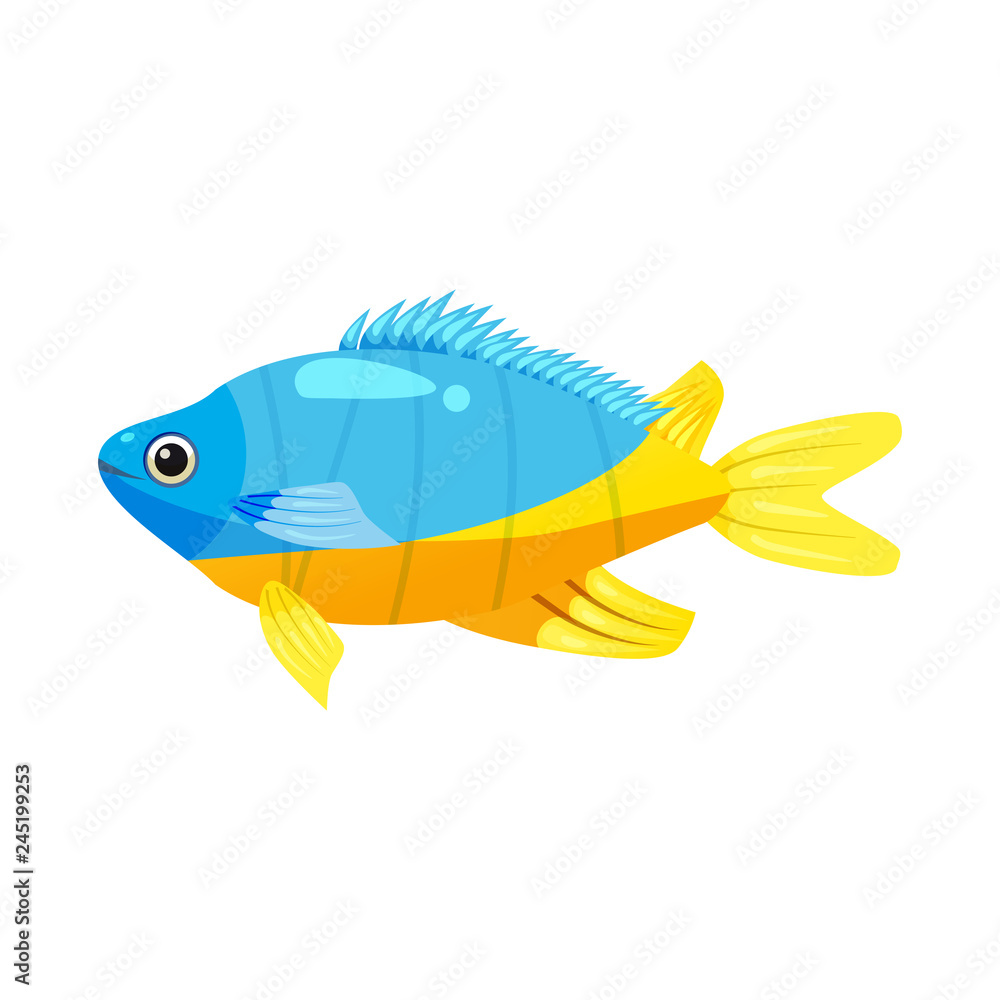Tropical exotic Emperor angel fish, bright colorful coloring, vector ...