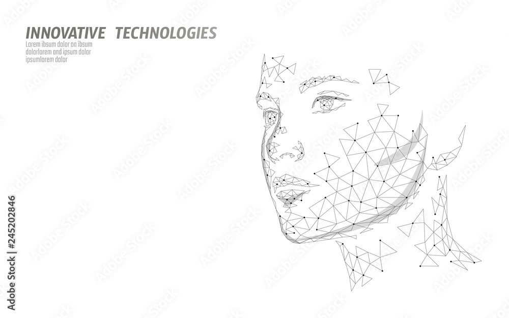 Low poly female human face biometric identification. Recognition system ...
