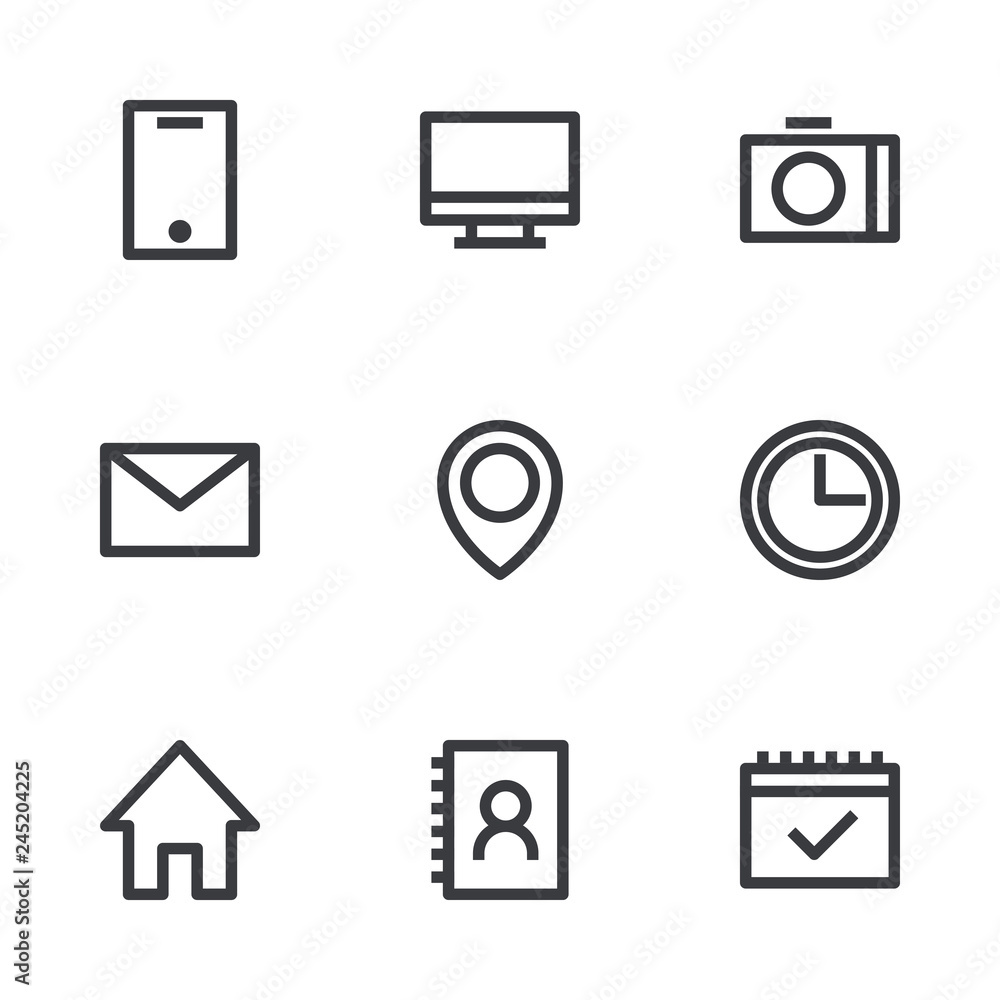 Outline interface icons. Vector icons. Information symbols. Business ...