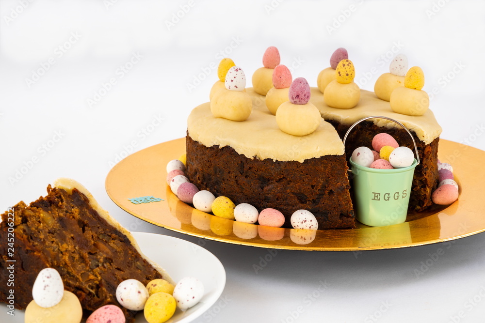 Easter Simnel Cake. Easter Simnel Cake with marzipan icing and eleven ...