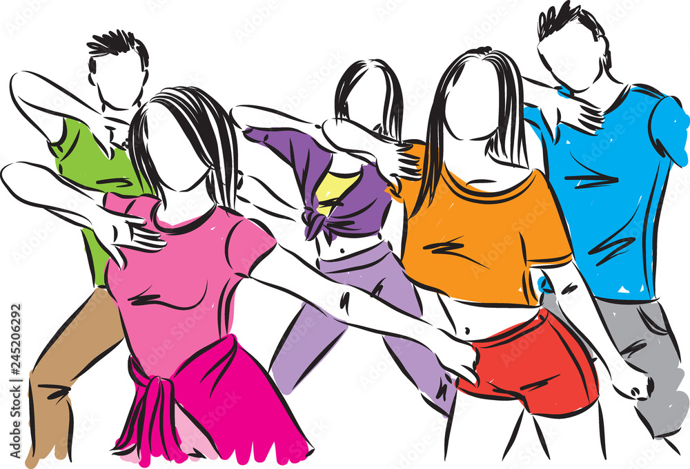 group of dancing people vector illustration Stock Vector | Adobe Stock