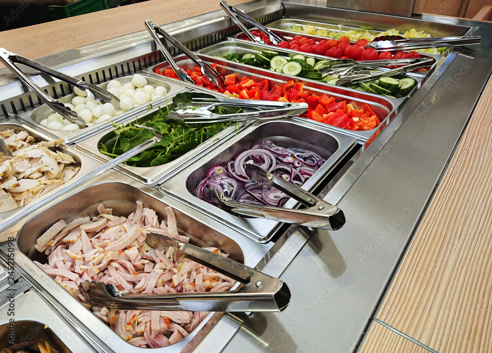 Concept of selling unhealthy food by weight in a store. Vegetables ...