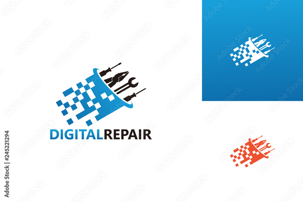 Digital Repair Logo Template Design Vector, Emblem, Design Concept ...