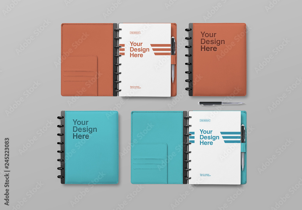 Open and Closed Notebooks Mockup Stock Template | Adobe Stock