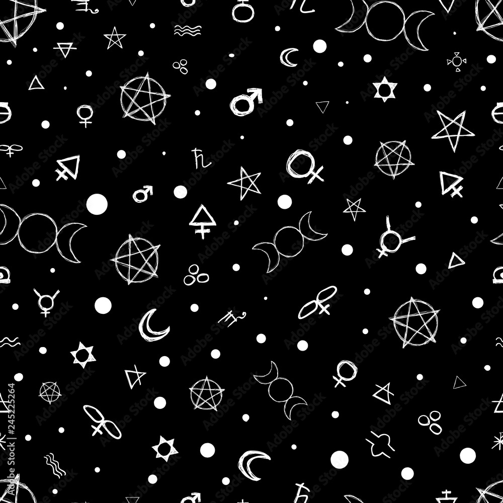 Seamless pattern with occult symbols Vektor Stok | Adobe Stock