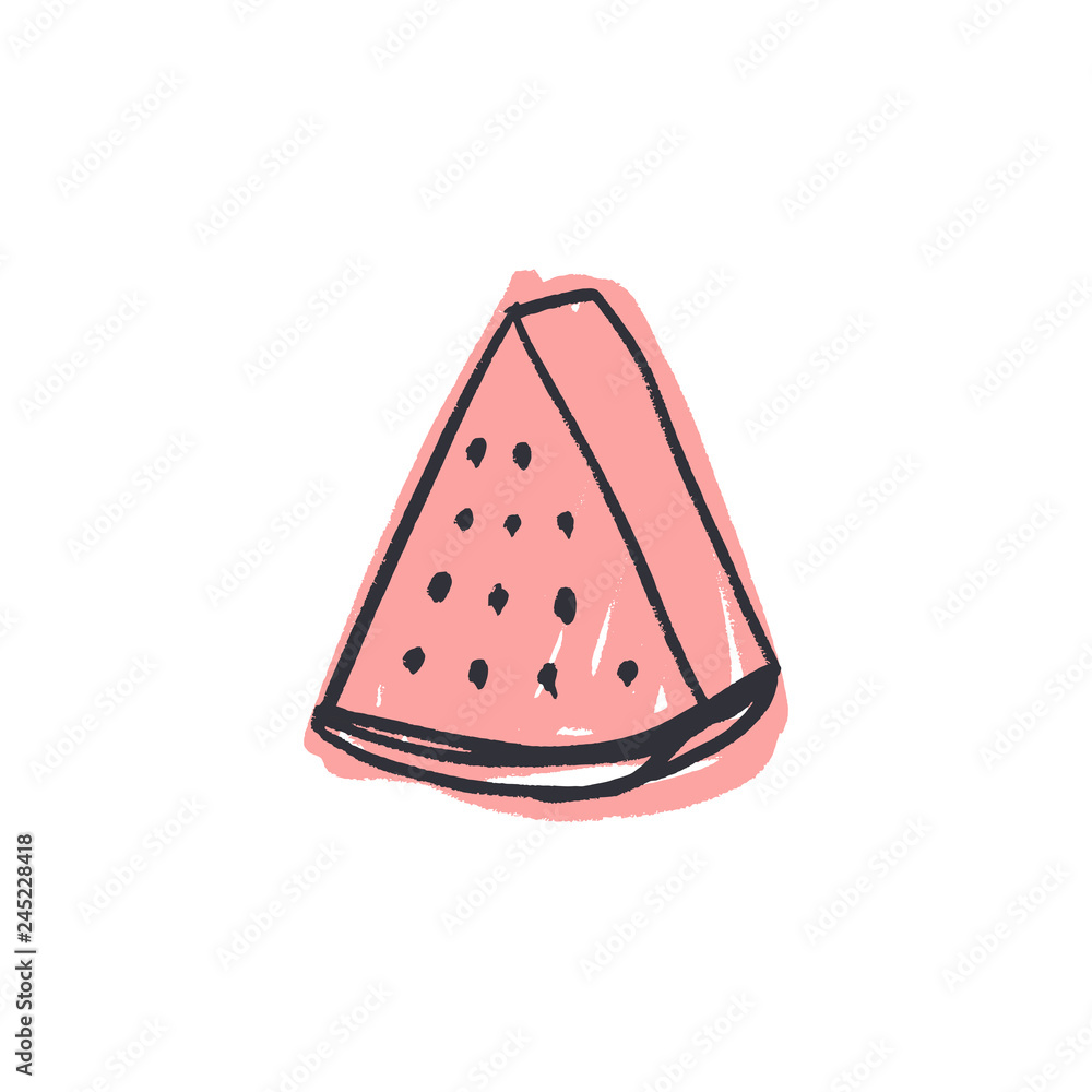 Vector watermelon slice, cute stylish drawing, element for design ...