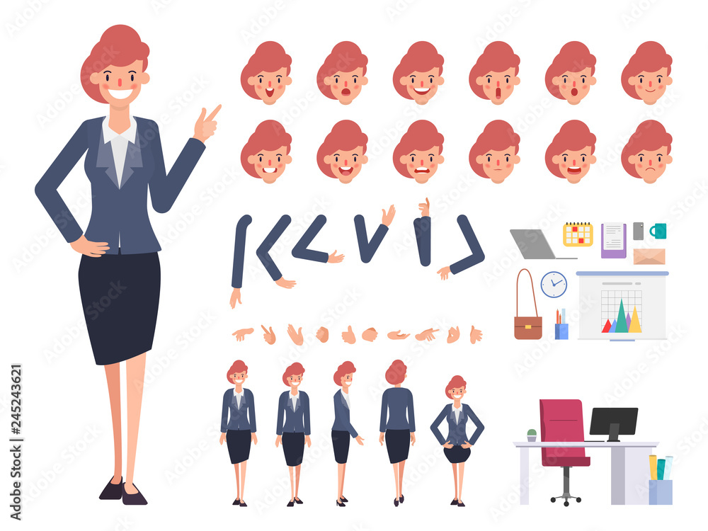 Business woman character creation for animation. Ready for animated ...