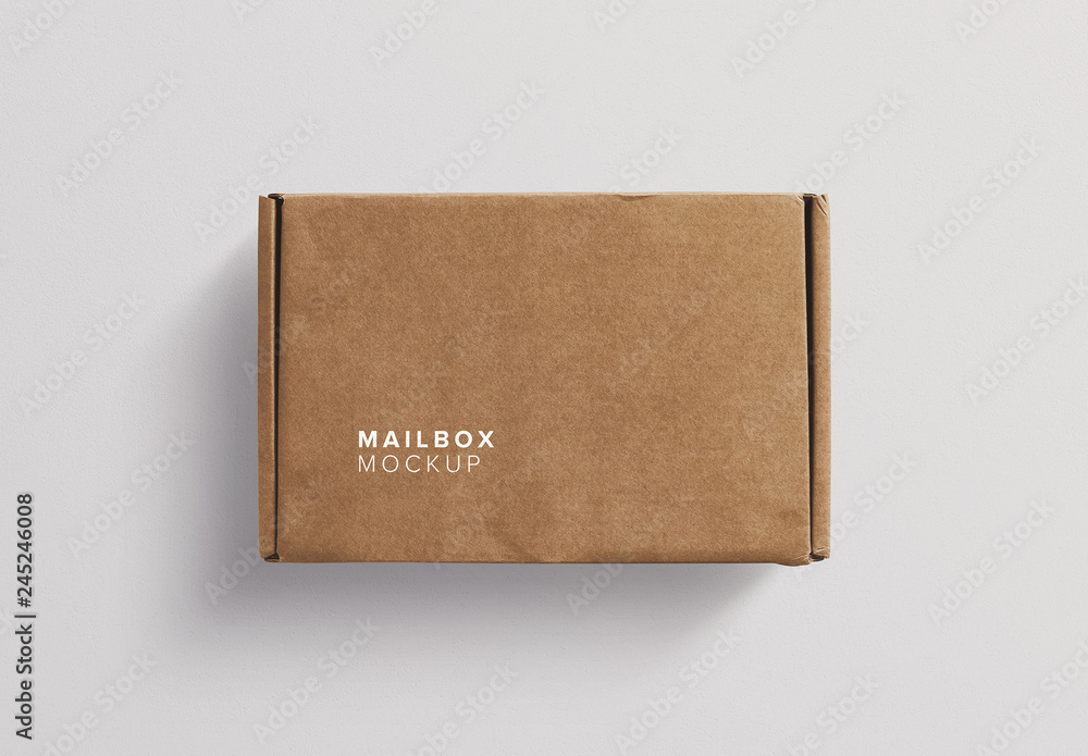 Cardboard Postal Box Mockup Stock Template | Adobe Stock