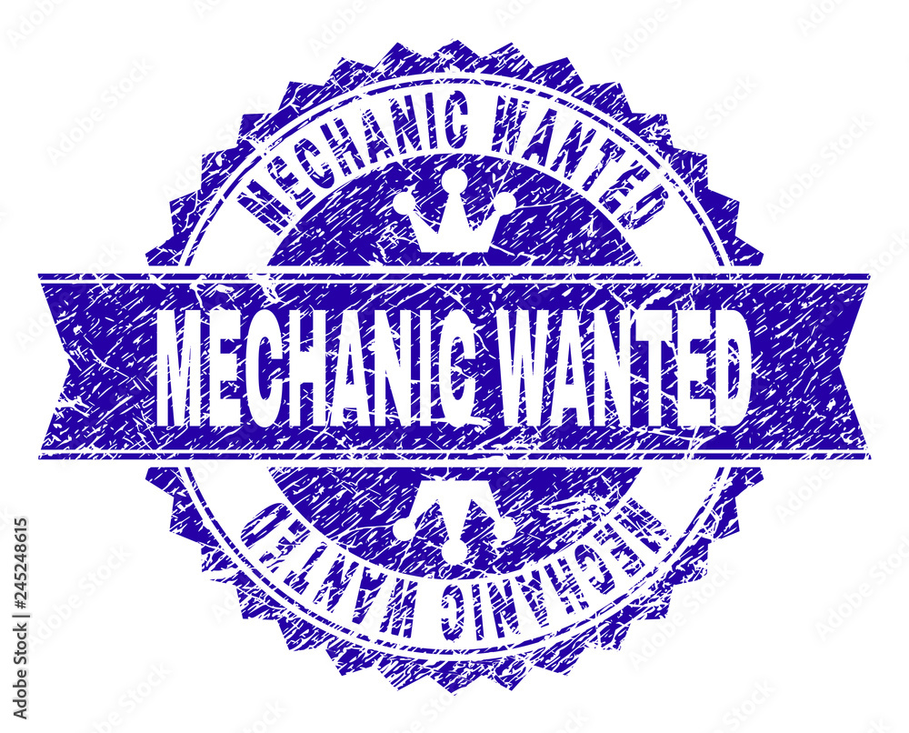 Vecteur Stock MECHANIC WANTED rosette stamp watermark with distress ...