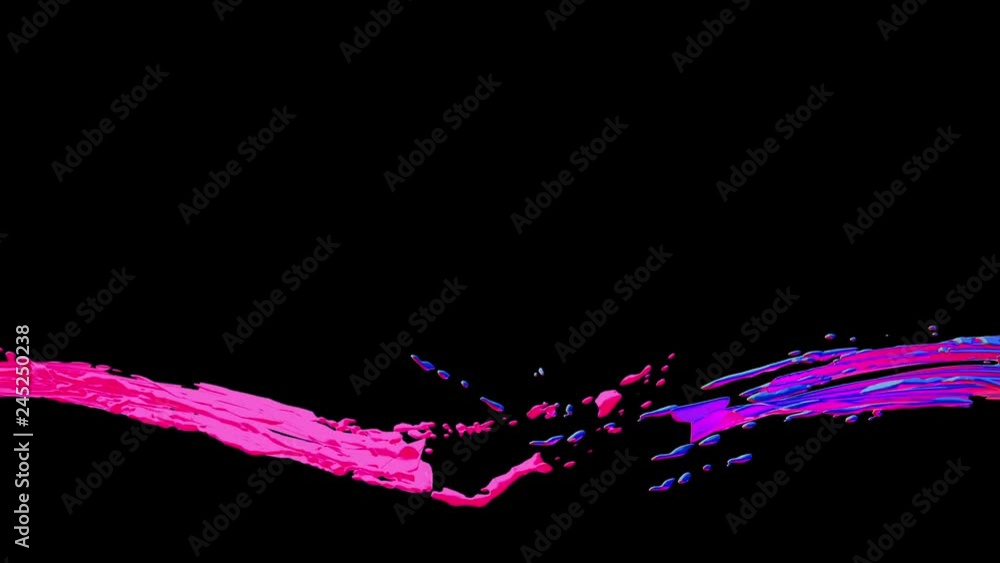 Paint splash with color ink. Slow motion liquid ink splash forming ...