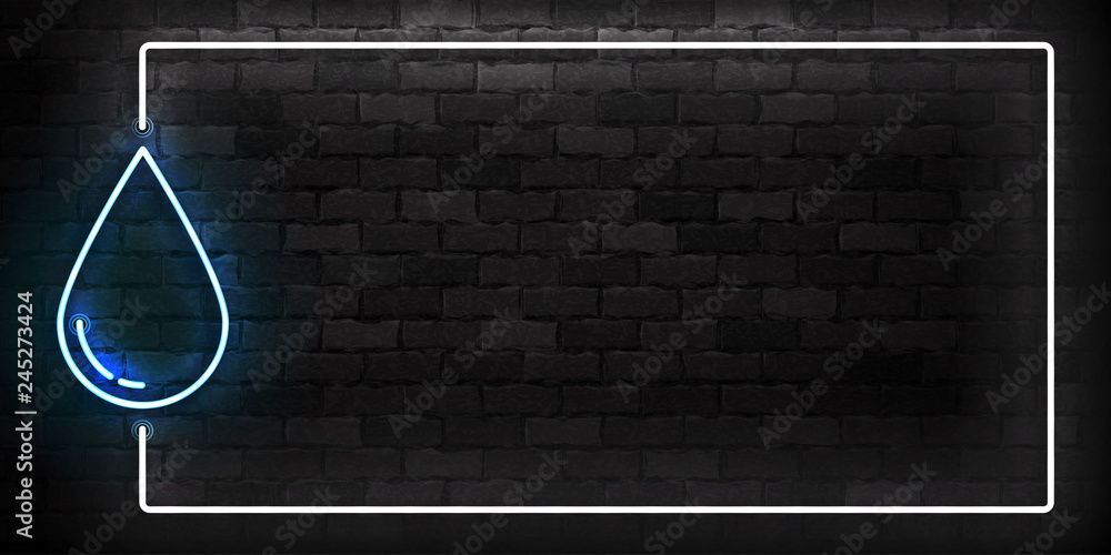 Vector realistic isolated neon sign of Water frame logo for template ...