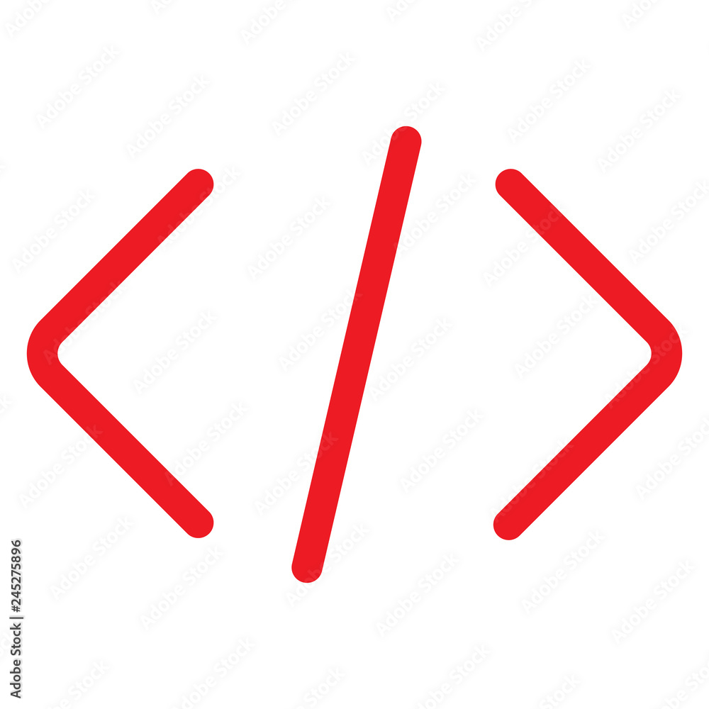 red code icon on white background. flat style. red code icon for your ...