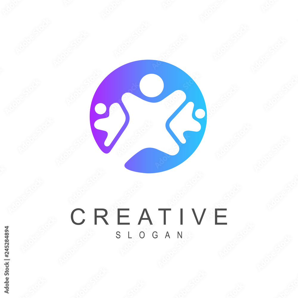 kids care logo, happy children logo template เวกเตอร์สต็อก | Adobe Stock