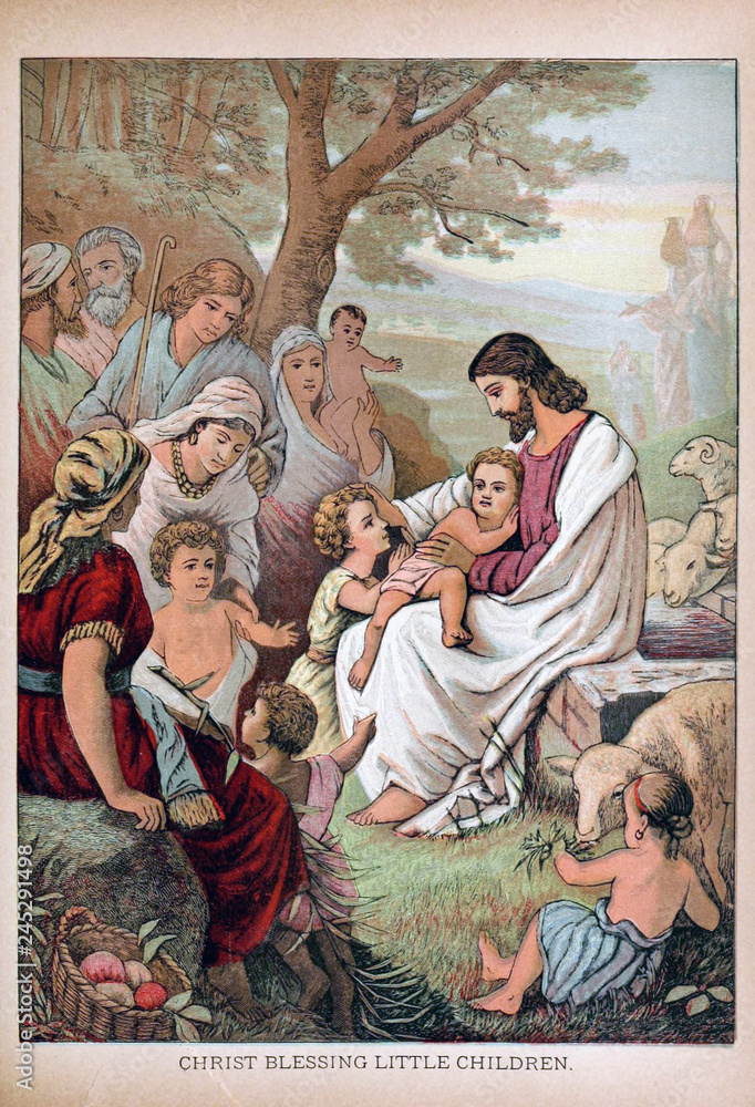 Jesus blesses little children. Stock Illustration | Adobe Stock