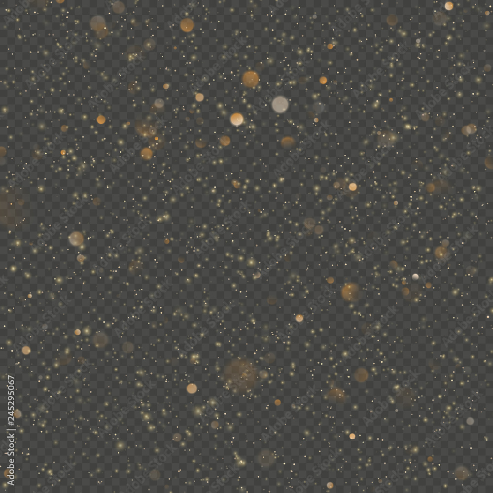Glitter particles overlay effect. Gold glittering star dust sparkling ...