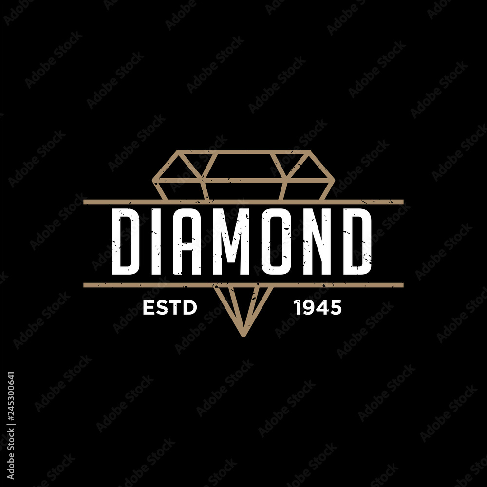 Diamonds Logo Hipster style. Hipster retro vintage diamond label, badge ...