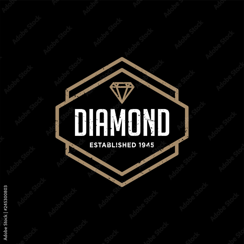 Diamonds Logo Hipster style. Hipster retro vintage diamond label, badge ...