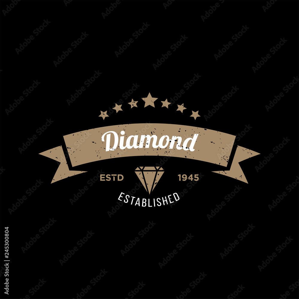Diamonds Logo Hipster style. Hipster retro vintage diamond label, badge ...