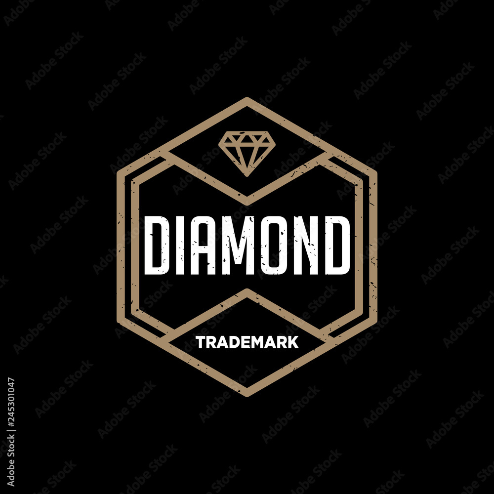 Diamonds Logo Hipster style. Hipster retro vintage diamond label, badge ...