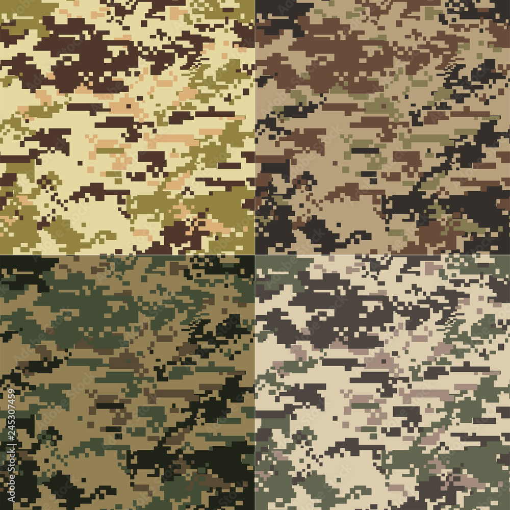 Pixel camo seamless pattern, forest, jungle, urban, green Military ...