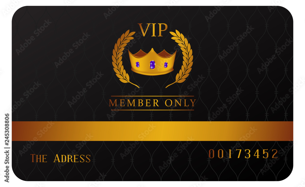 VIP member card invitation banner template with glamorous royal golden ...