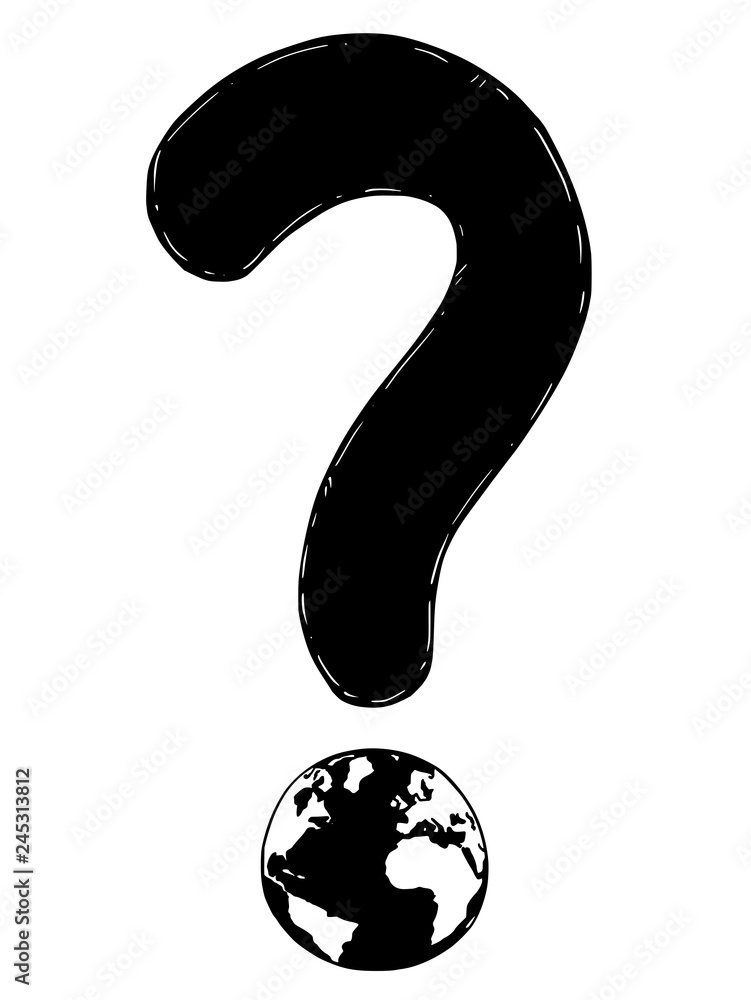 Cartoon drawing conceptual illustration of question mark or ...