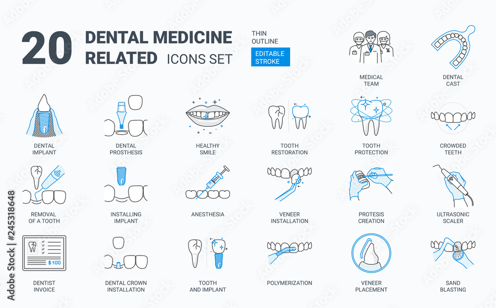 Dental icons set. Stock Vector | Adobe Stock