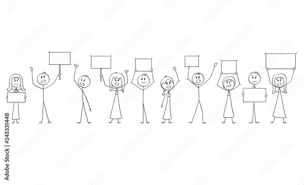 Cartoon stick figure isolated drawing or illustration of group or crowd ...