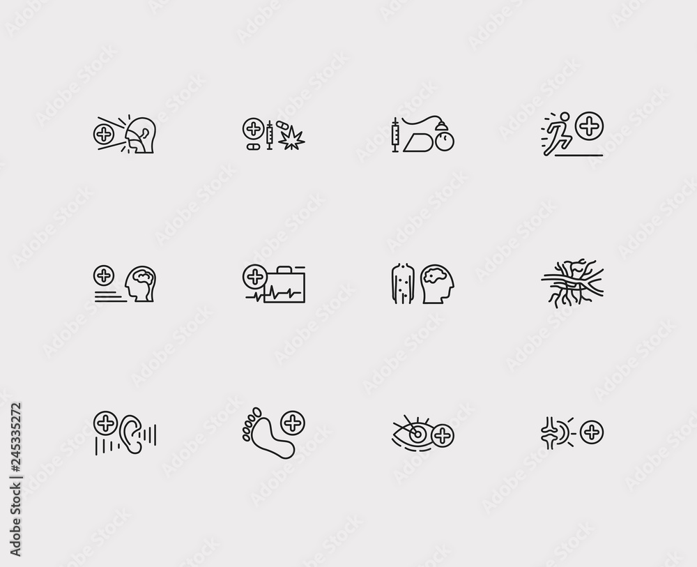 Medical sciences icons set. Angiology and medical sciences icons with ...