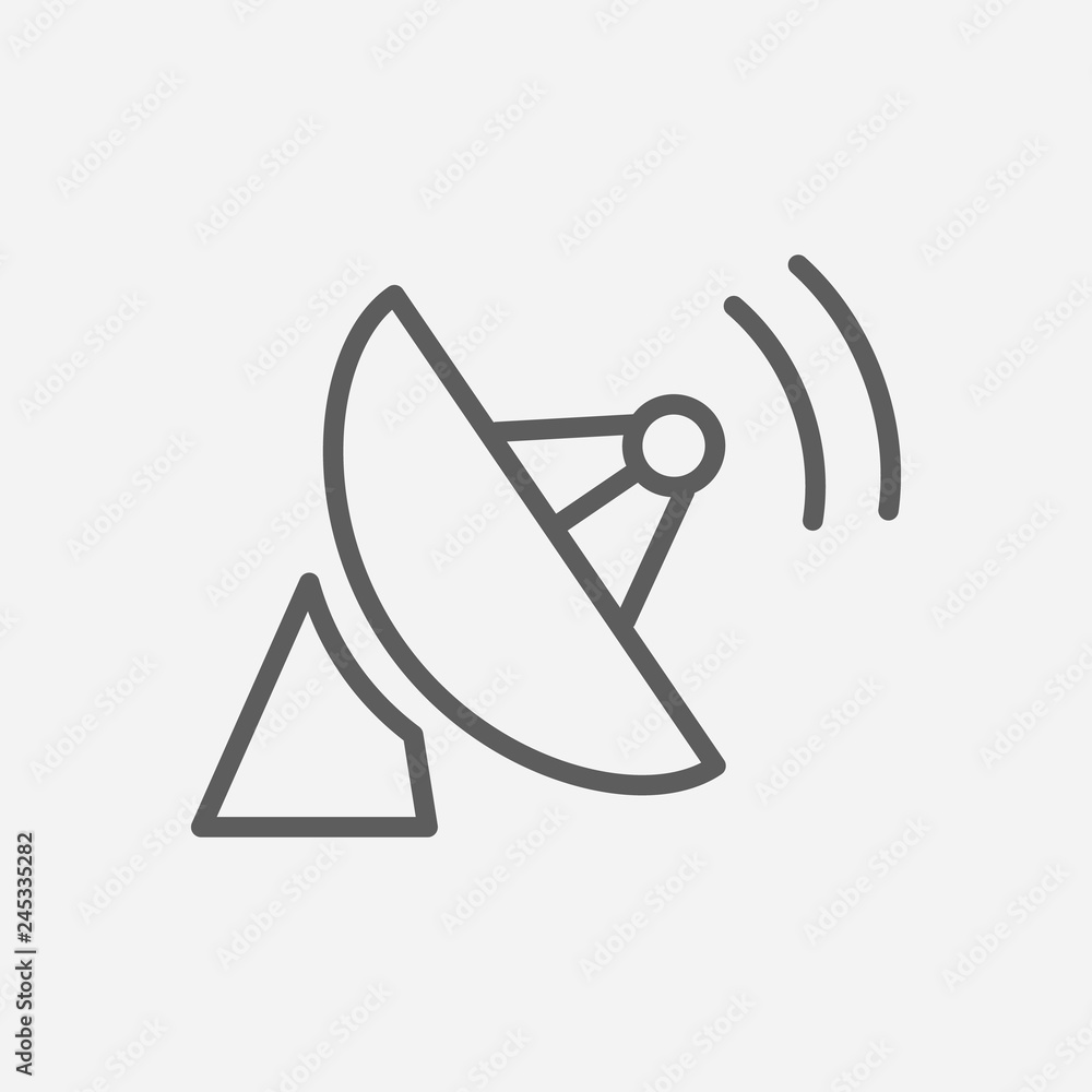 Radio telescope icon line symbol. Isolated vector illustration of icon ...