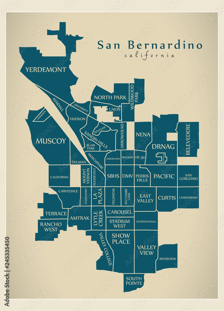 Vetor de Modern City Map - San Bernardino California city of the USA ...