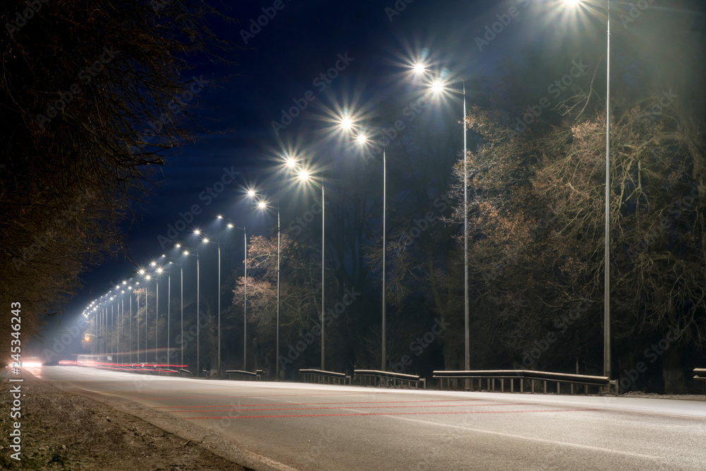street lighting, supports for ceilings with led lamps. concept of ...