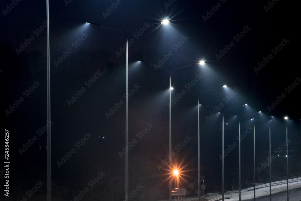 street lighting, supports for ceilings with led lamps. concept of ...