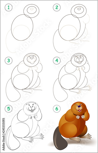 Educational page for kids shows how to learn step by step to draw a ...
