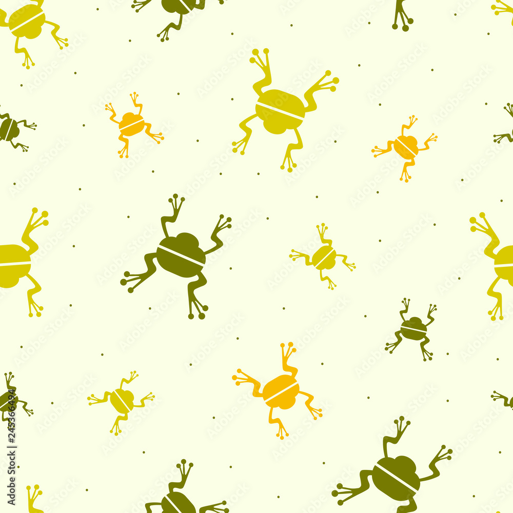 Seamless vector pattern with a toad. Silhouette of a frog. Design for ...