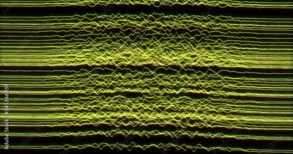 Yellow parallel horizontal lines disturbed in the center by distortion ...