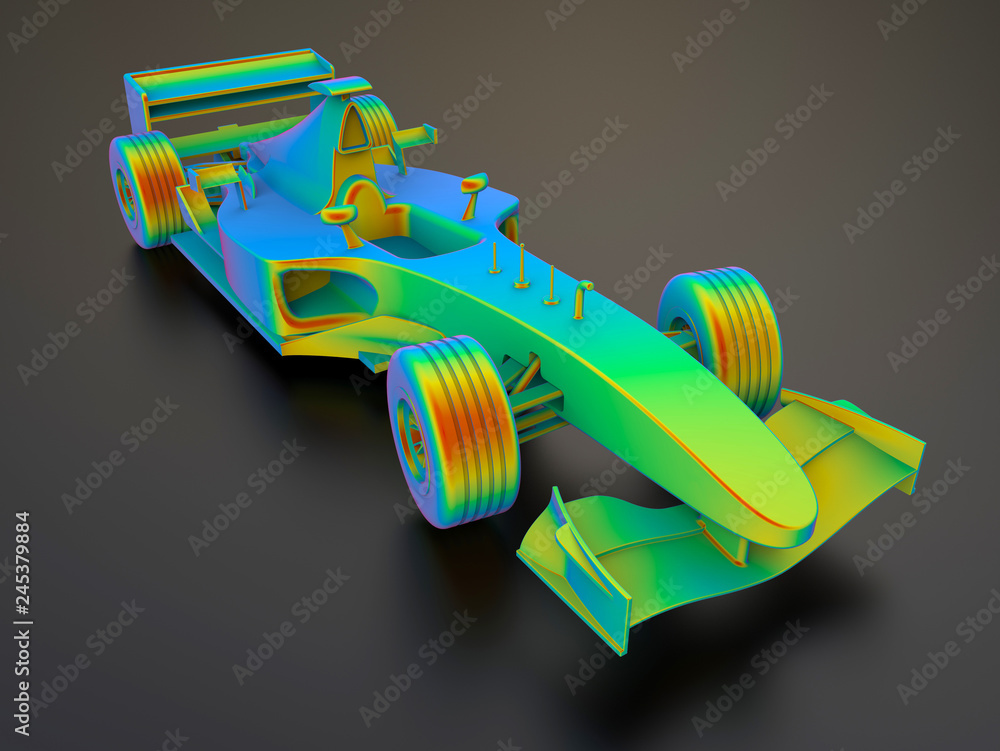 3D render - finite element analysis on racing car Stock Illustration ...
