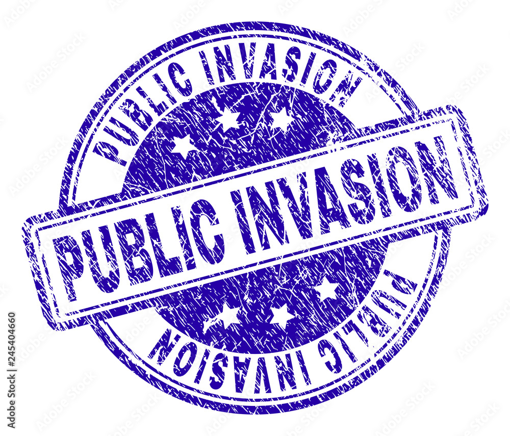 PUBLIC INVASION stamp seal imprint with grunge texture. Designed with ...