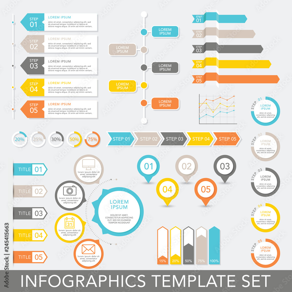 Infographic Elements Set - Data Analysis, Charts, Graphs - vector EPS10 ...
