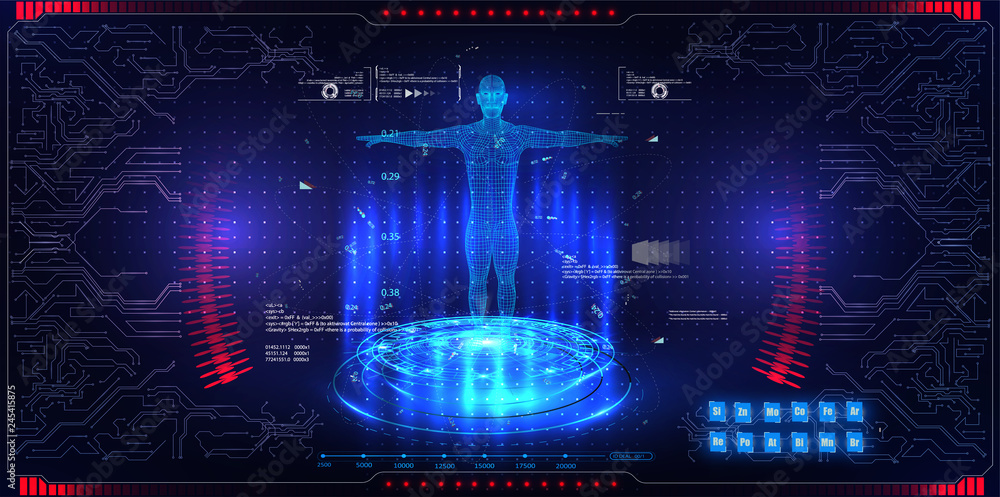 Hud element ui medical examination. Display set of virtual interface ...