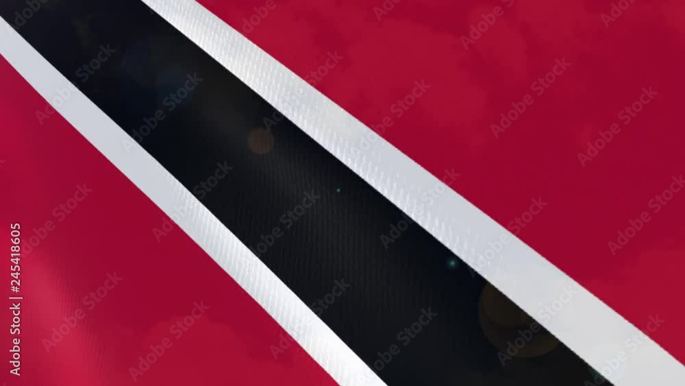 Trinidad and Tobago modern and realistic closeup 3D flag animation ...