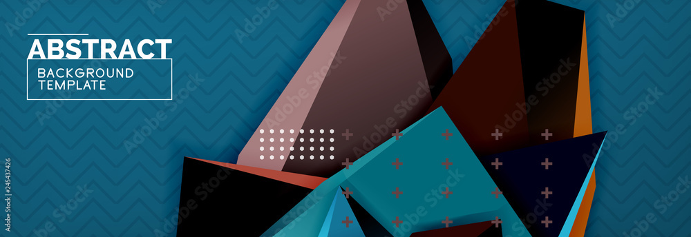 3d triangular shapes geometric background. Origami style pattern with ...