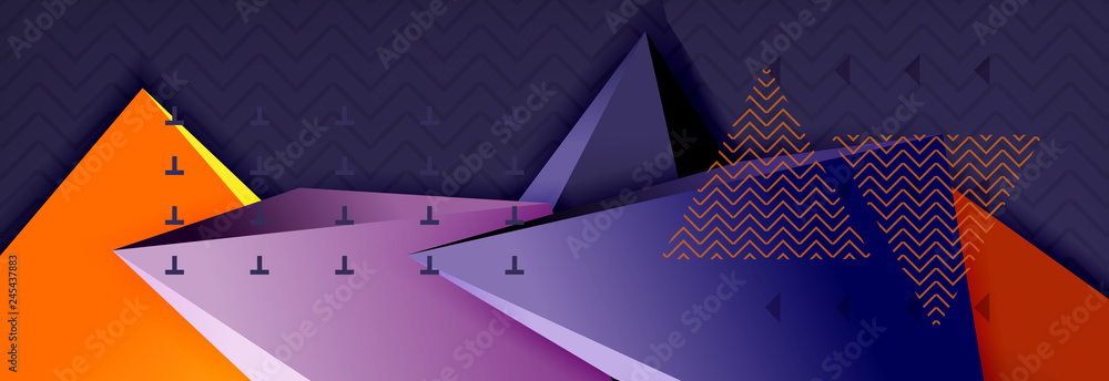 3d triangular shapes geometric background. Origami style pattern with ...