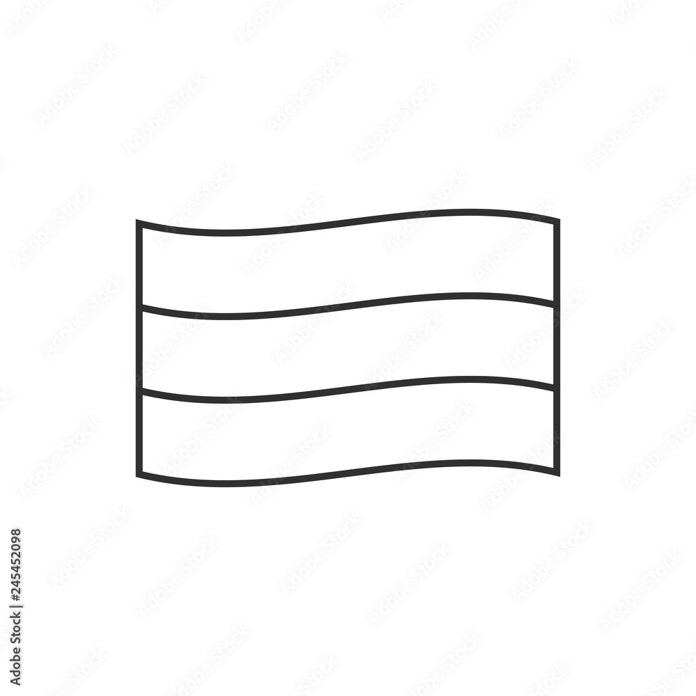 Horizontal Triband Country Flag Icon In Black Outline Flat Design