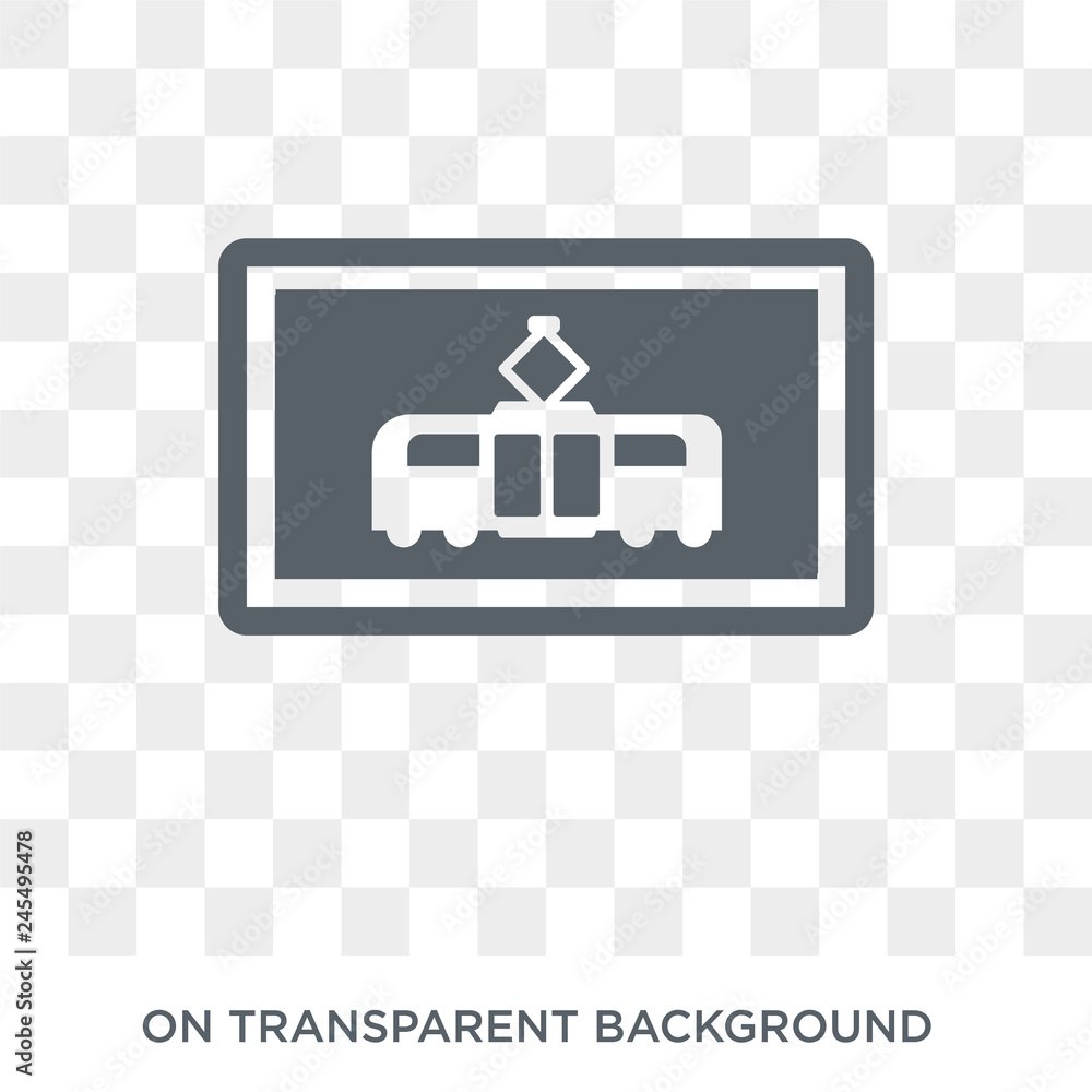 Tram sign icon. Trendy flat vector Tram sign icon on transparent ...