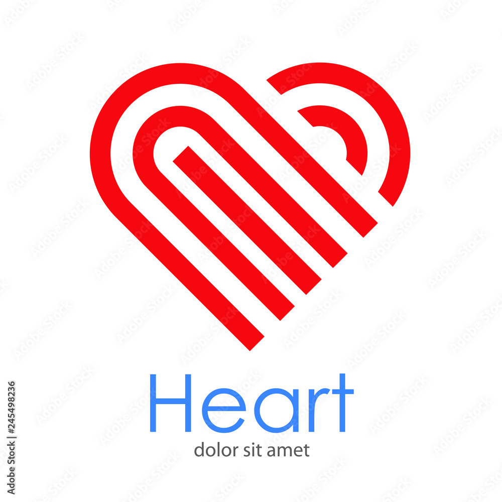 Logotipo abstracto con texto Heart con corazón con líneas y curvas ...