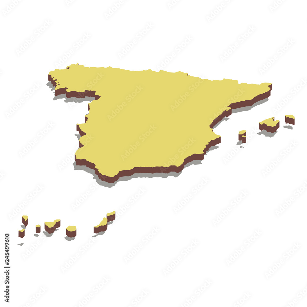Isometric map of Spain. Isolated 3D isometric vector illustration for ...