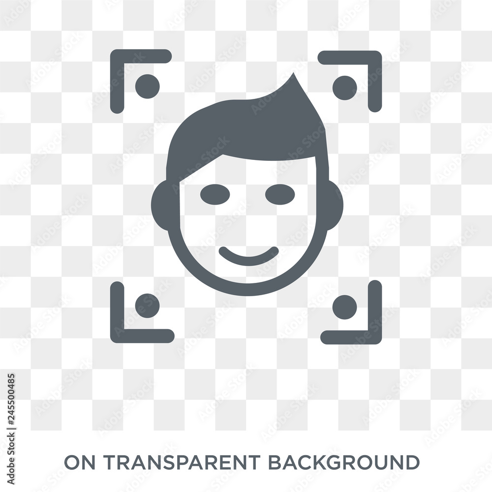 Face scan icon. Trendy flat vector Face scan icon on transparent ...