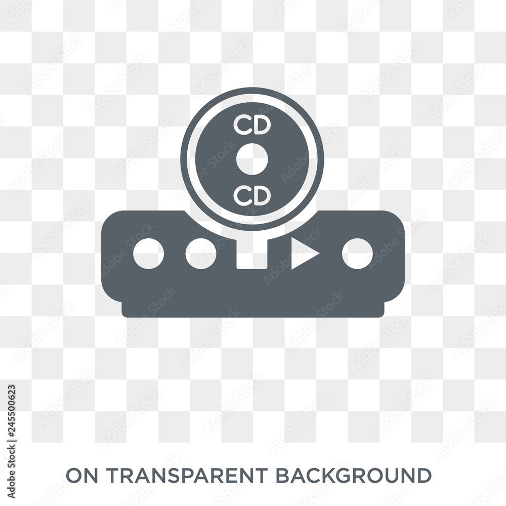 Cd player icon. Trendy flat vector Cd player icon on transparent ...